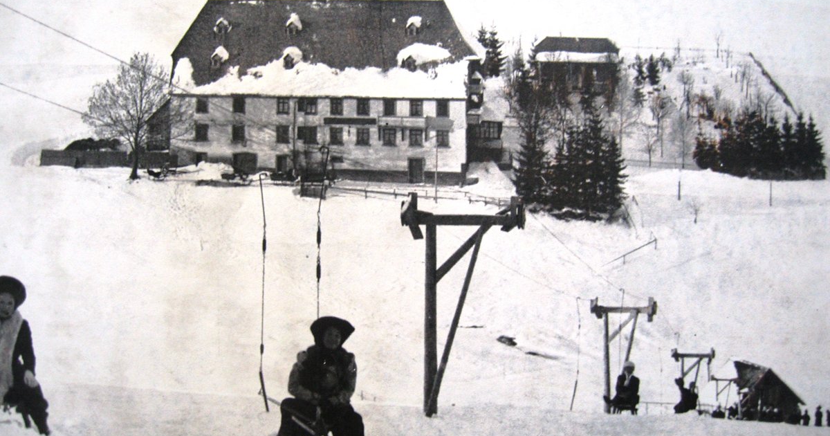 The first ski lift in the world